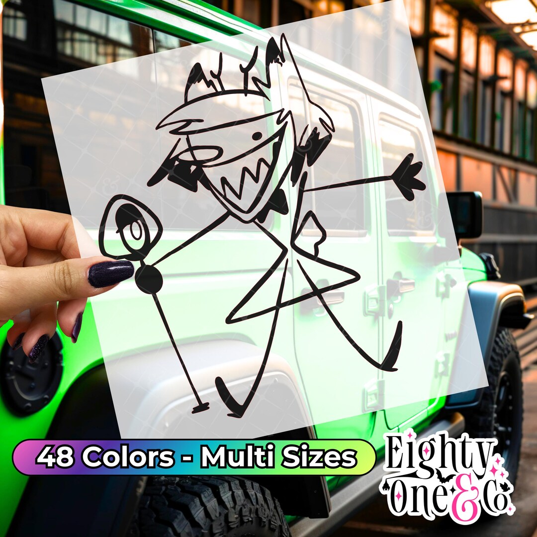 Hazbin Alastor Doodle Decal Car Decal Alastor Hazbin Hotel Car Sticker ...