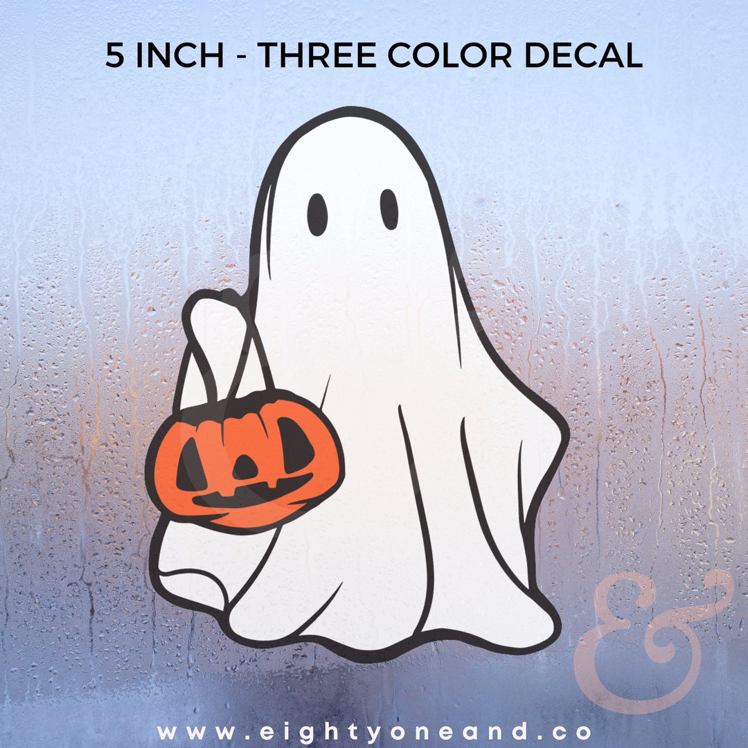 Spooky Ghost Trick or Treating Vinyl Sticker, Bat Stickers, Ghost Decal ...
