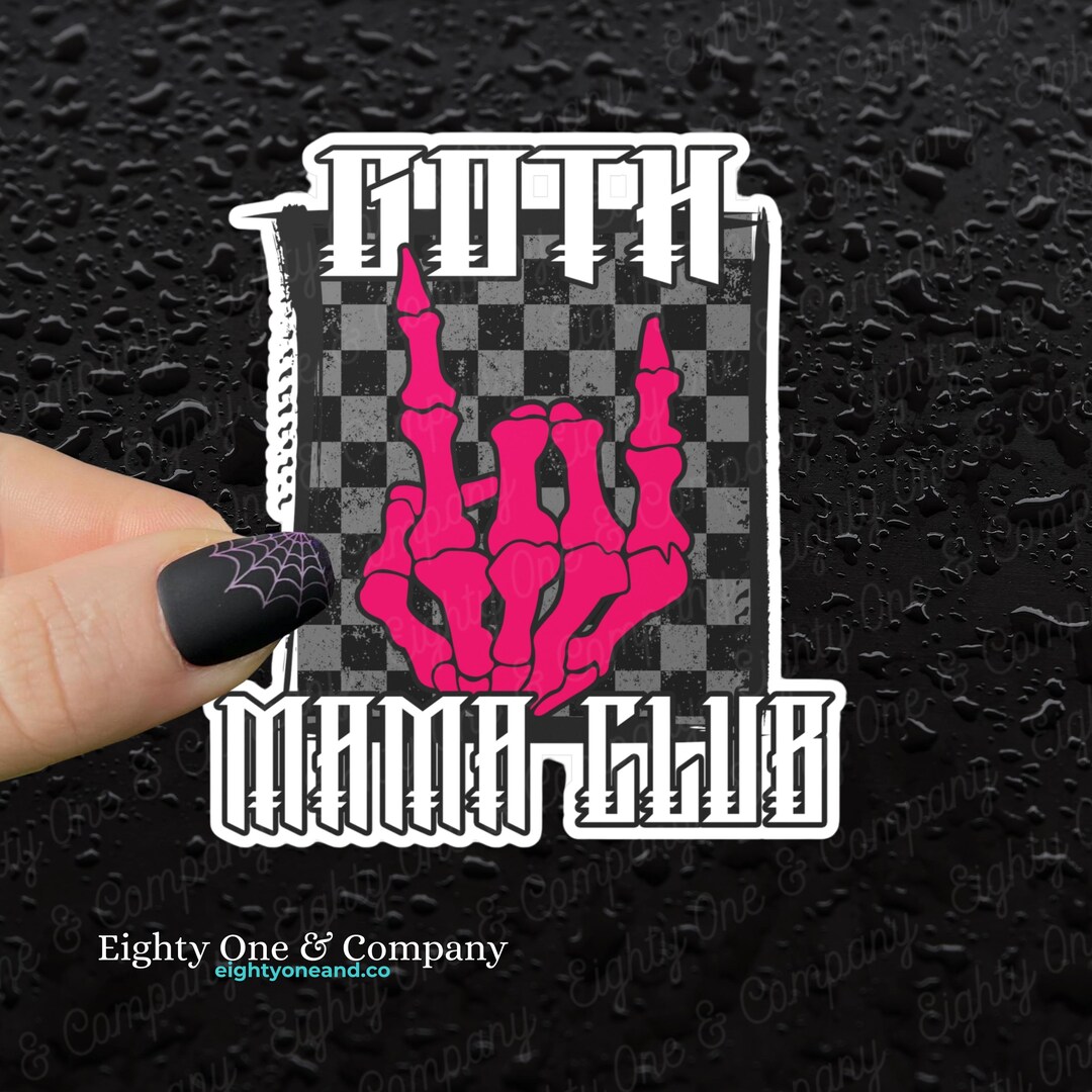Vinyl Decal, Goth Mama Club Skeleton Hand Checkerboard Sticker ...
