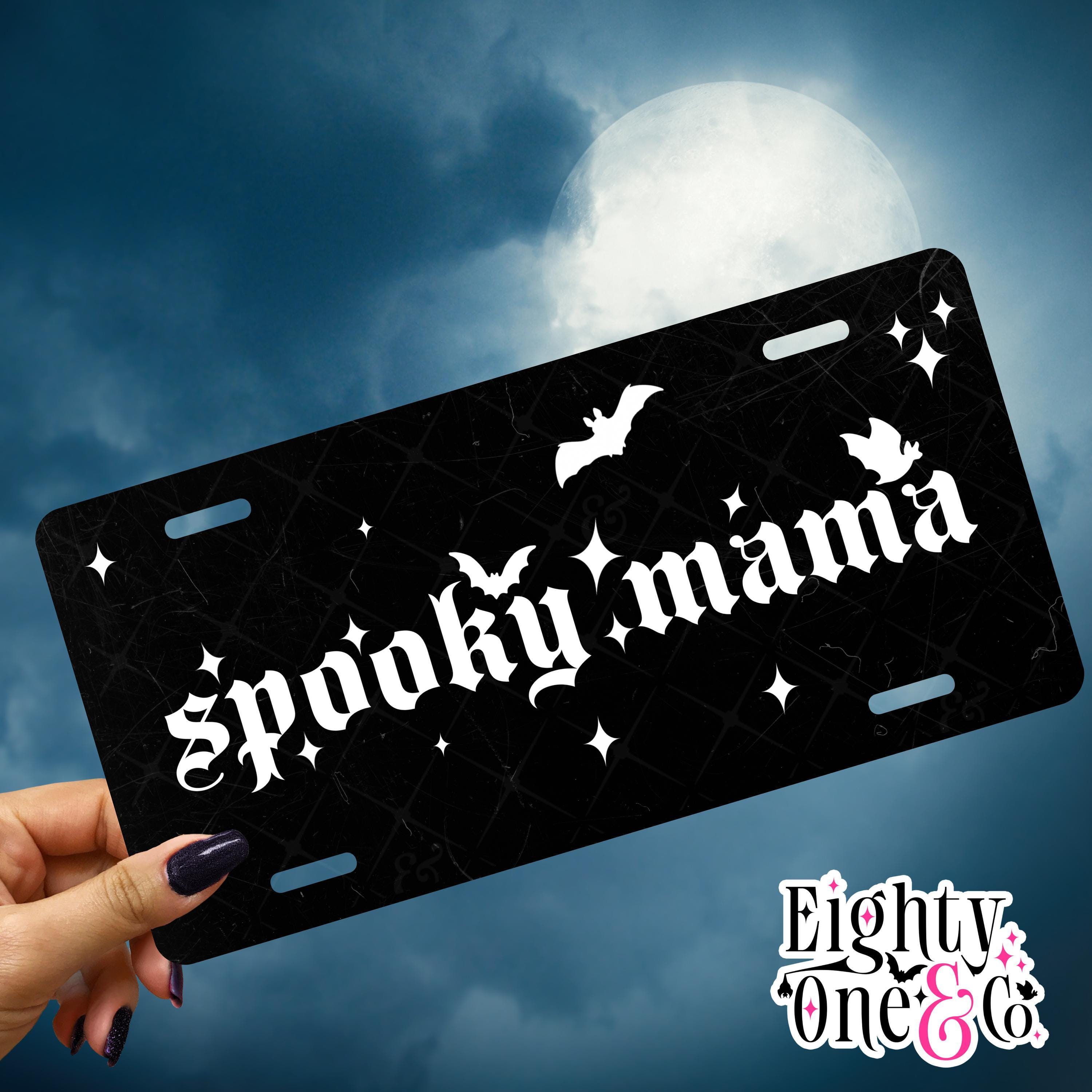 Gothic Vanity Plate, Spooky Mama, Distressed Bats Stars, Halloween Car ...