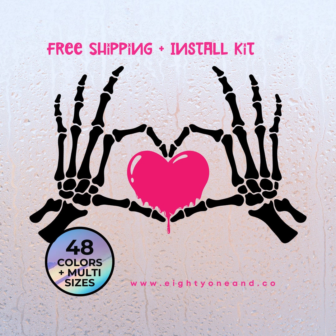 Skeleton Hand Heart Decal Skeleton Heart Hands Sticker Skeleton Hands ...
