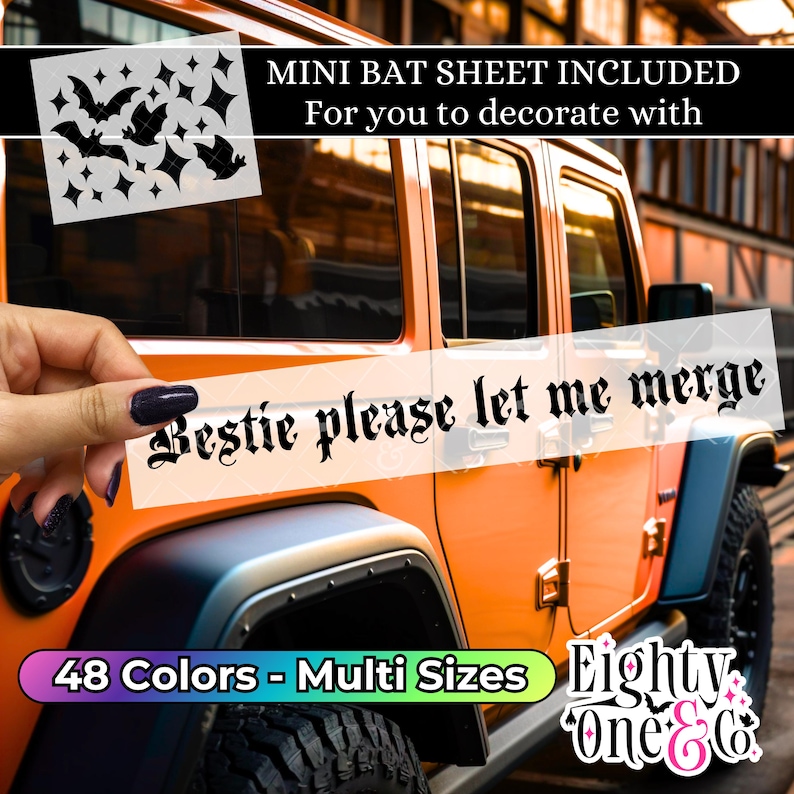 Bestie Please Let Me Merge Decal Gothic Car Decal Glossy Decals Car ...
