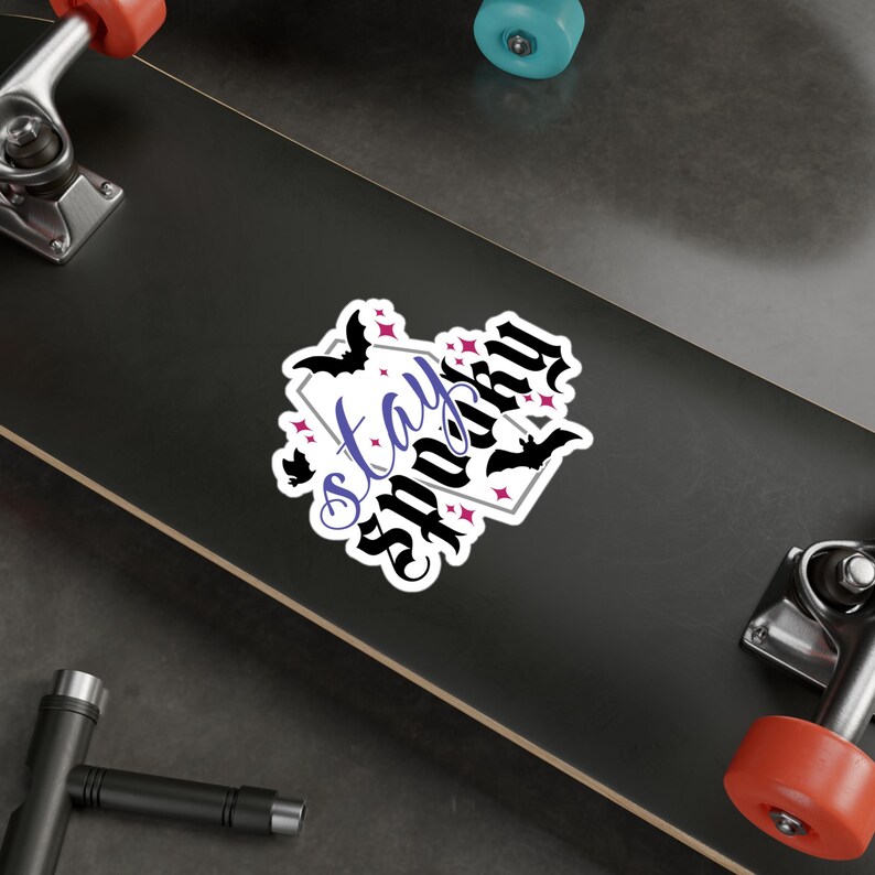 Stay Spooky Vinyl Sticker, Waterproof Decal With Coffin, Stars and Bats ...