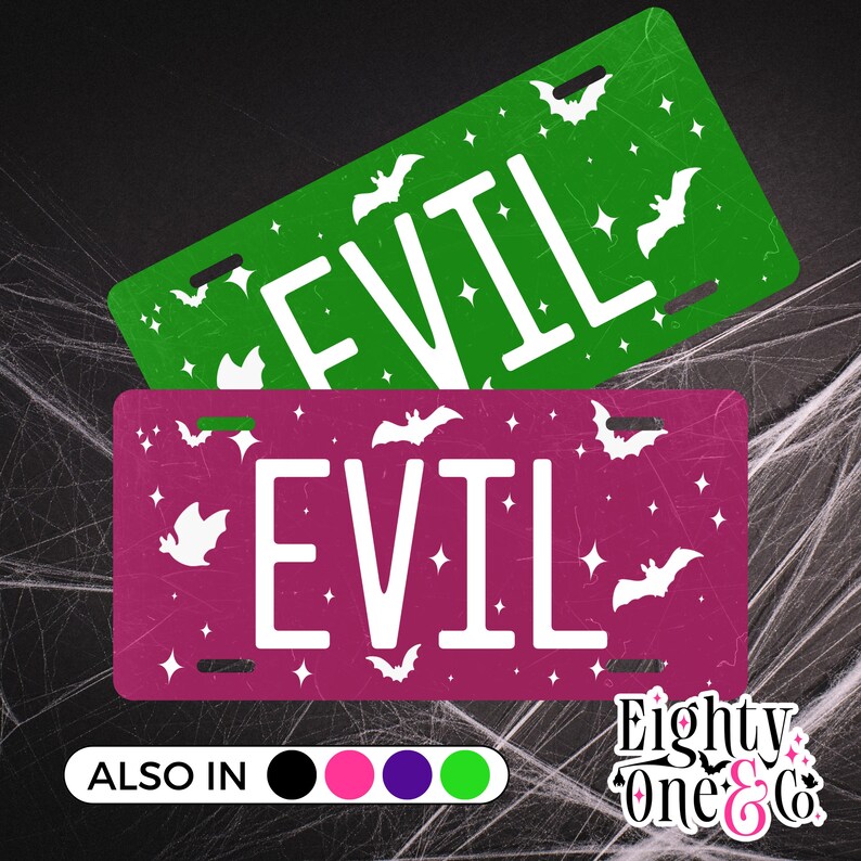 EVIL Vanity Plate – Evil Car Plate, Goth Car Tag, Spooky License Plate ...