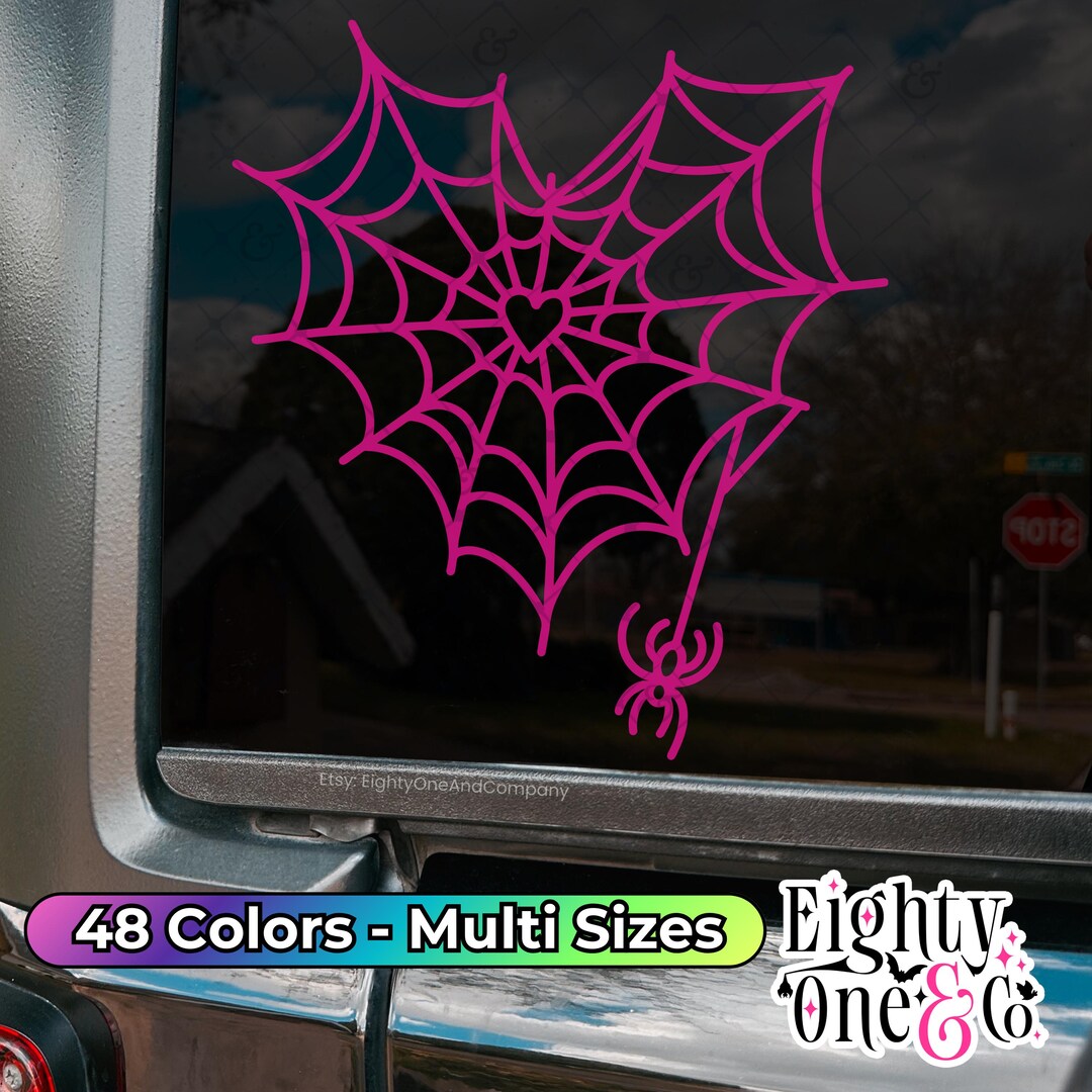 Heart Cobweb Decal Spiderweb Sticker Heart Decal Spooky Cute Decals ...