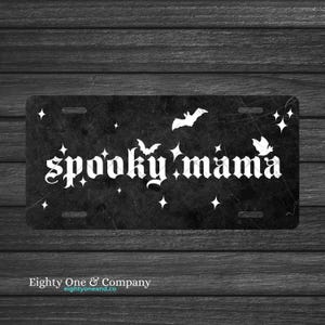 Gothic Vanity Plate, Spooky Mama, Distressed Bats Stars, Halloween Car ...