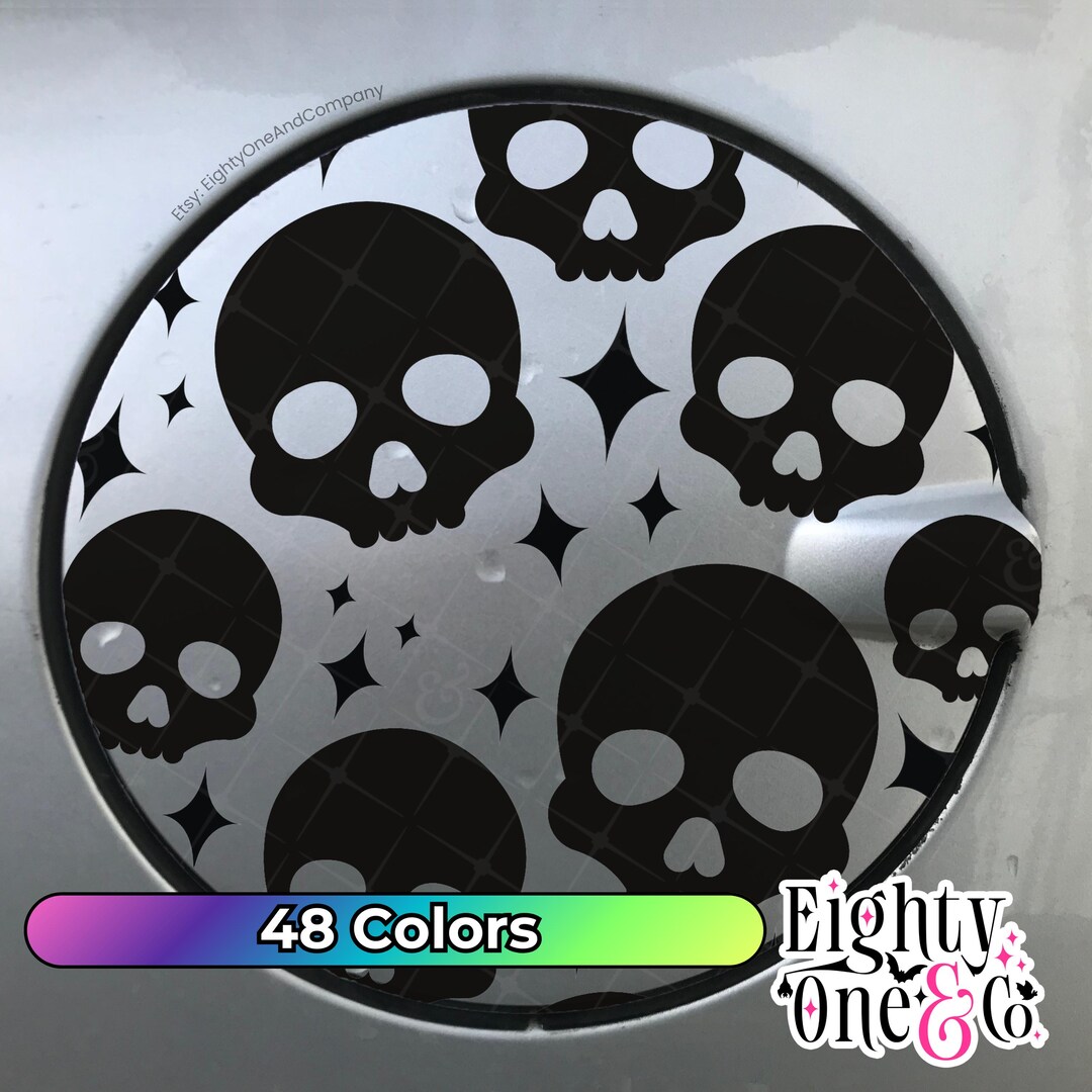 Skulls Gas Cap Car Decal Star and Skull Gas Door Sticker Car Window ...