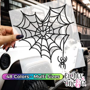 Heart Cobweb Decal Spiderweb Sticker Heart Decal Spooky Cute Decals ...