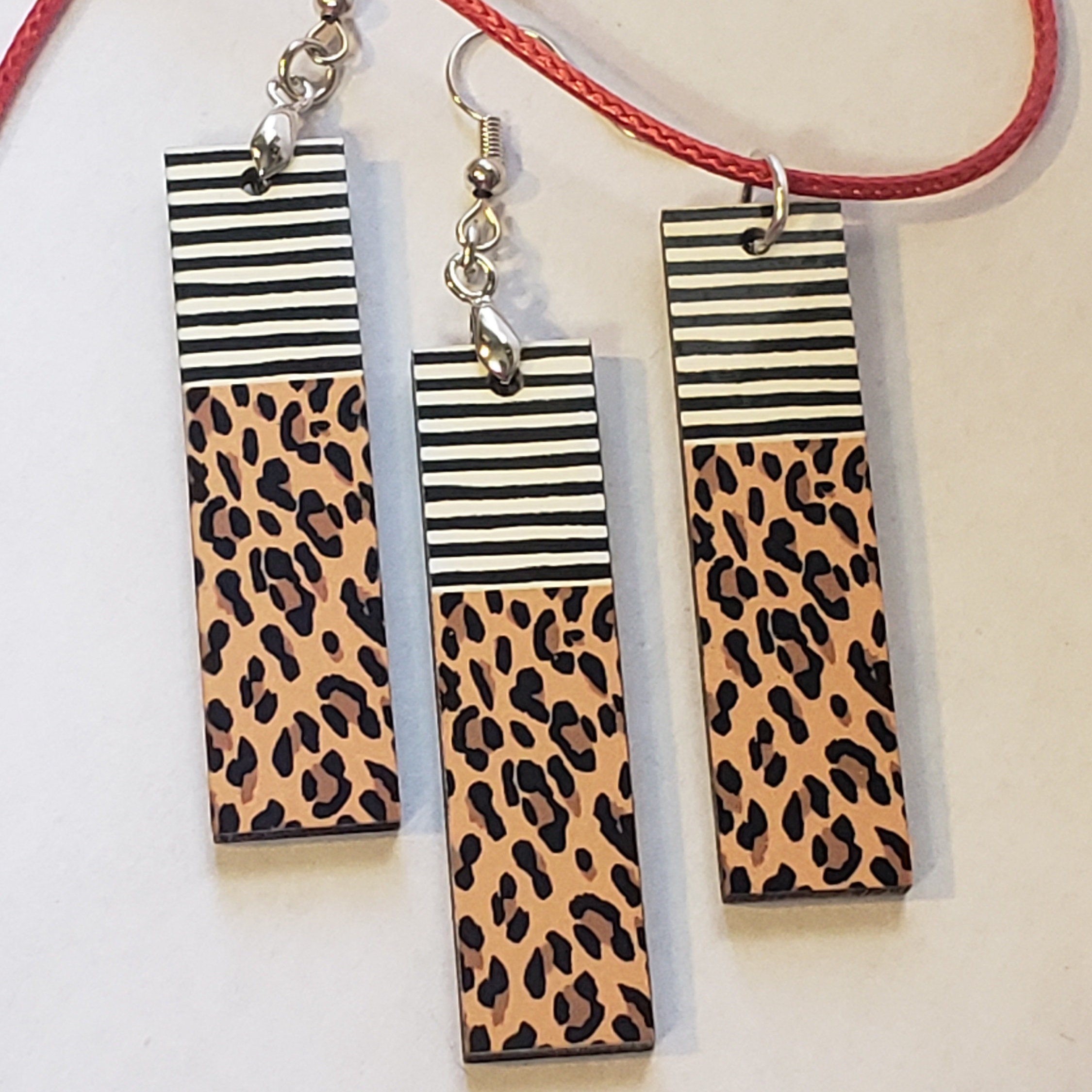 Leopard Print and Black Stripe MDF Sublimated Earrings and - Etsy