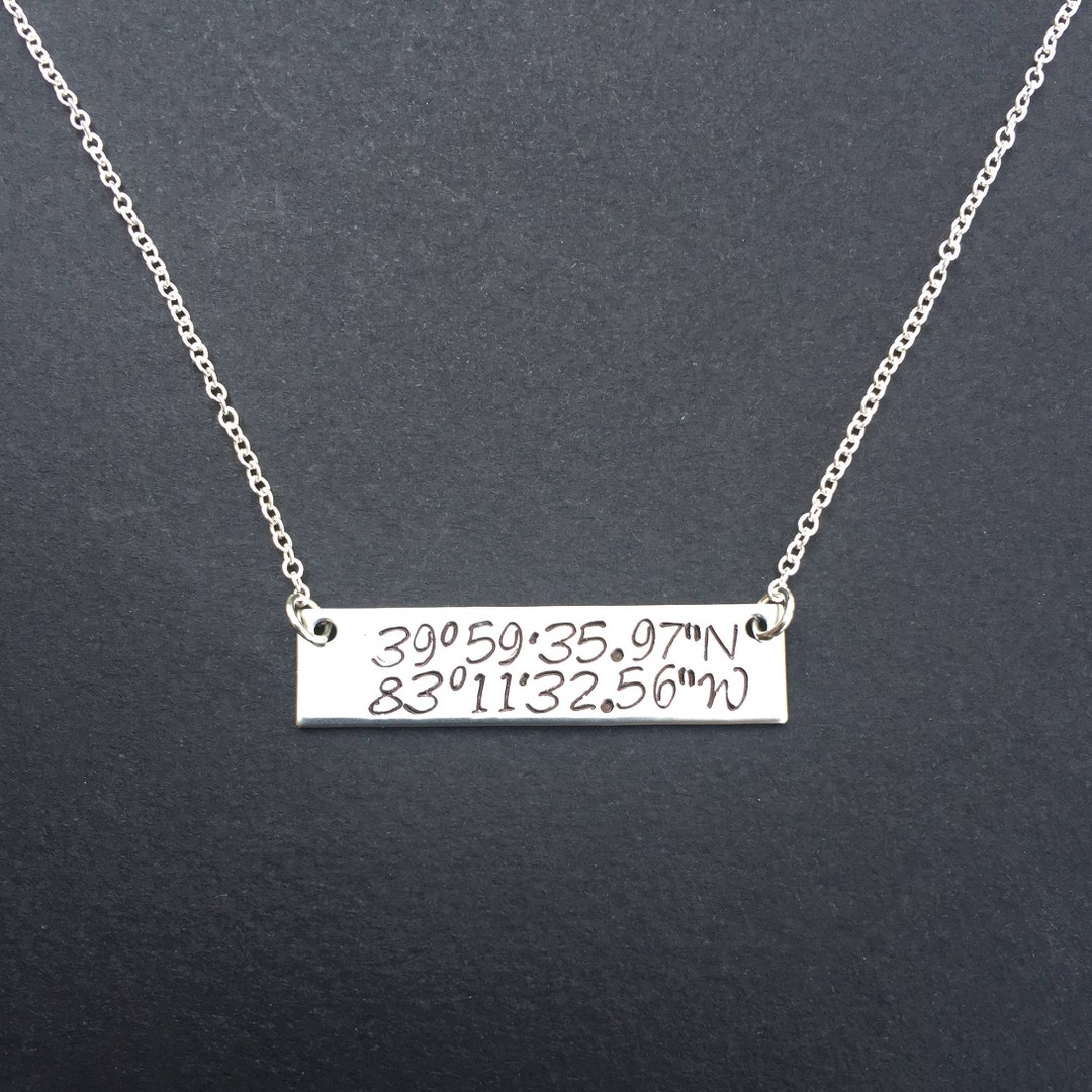 Latitude and Longitude Necklace - Custom Coordinates Necklace - Gifts ...