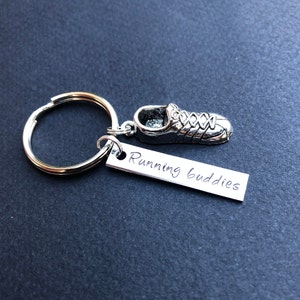 Hand Stamped Keychain, Running Buddy Keychain, Runners Keychain, Gift ...
