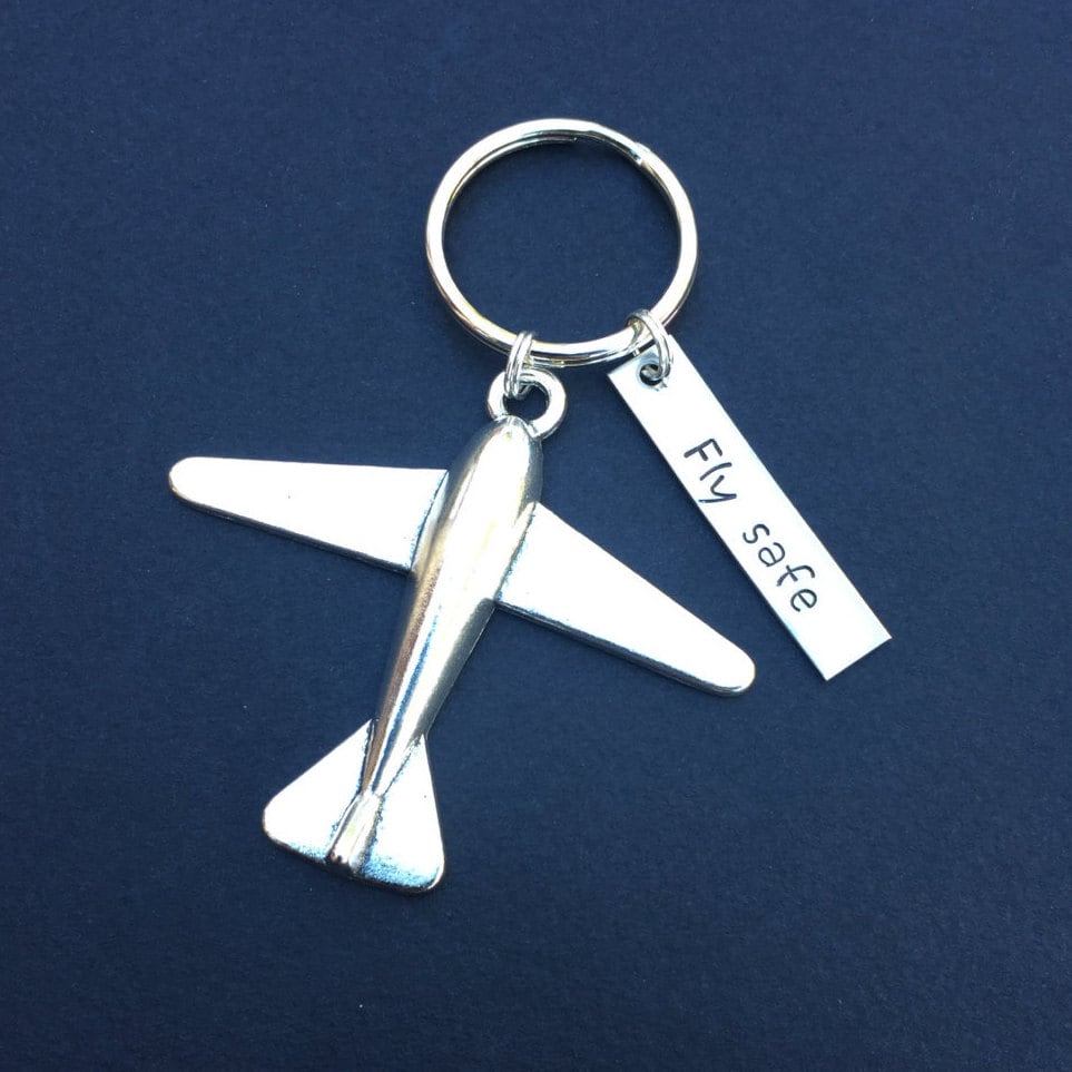Fly Safe Keychain Pilot Gift Airplane Keychain Airplane - Etsy