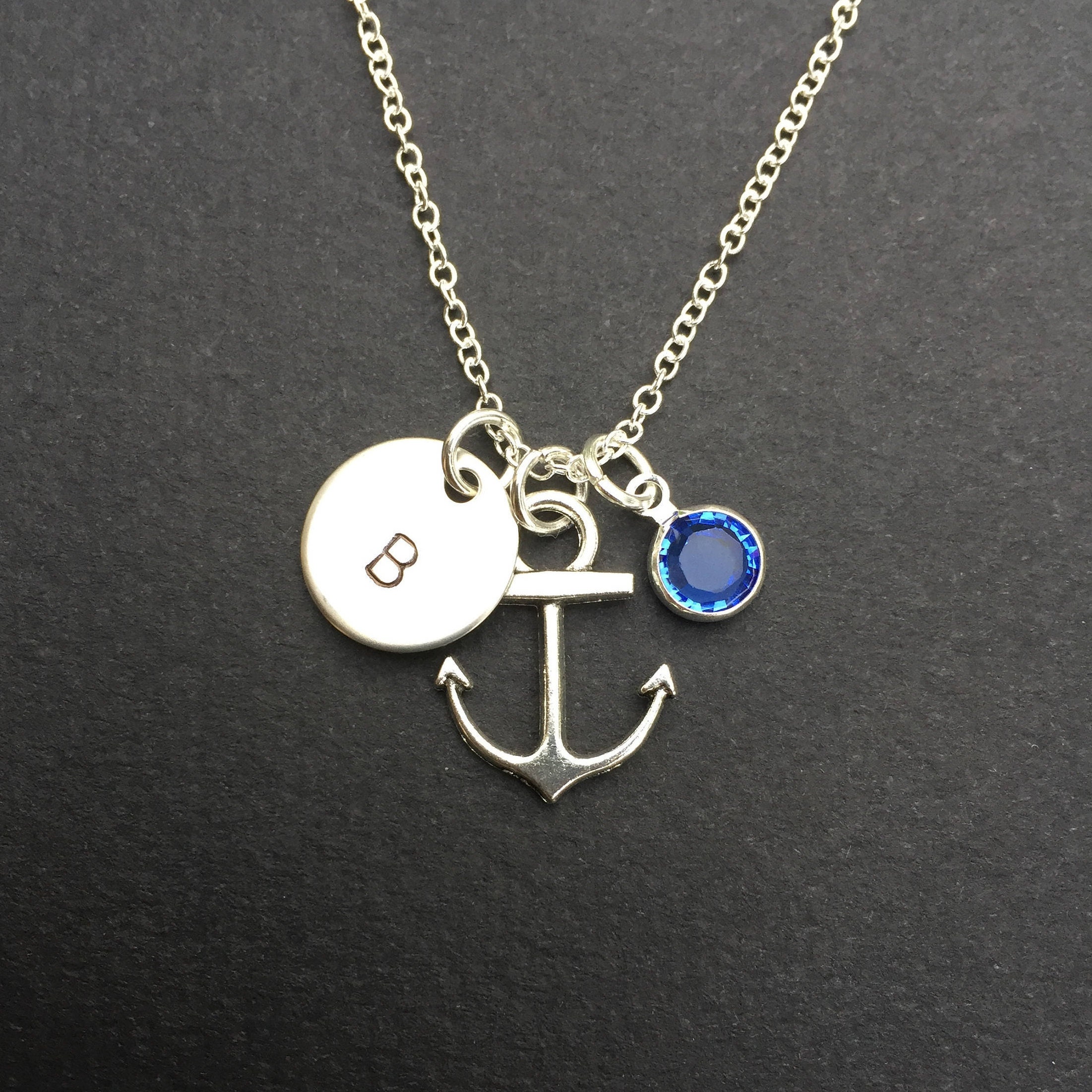Anchor Necklace , Personalized Necklace , Anchor Charm , Custom ...