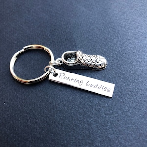 Hand Stamped Keychain, Running Buddy Keychain, Runners Keychain, Gift ...