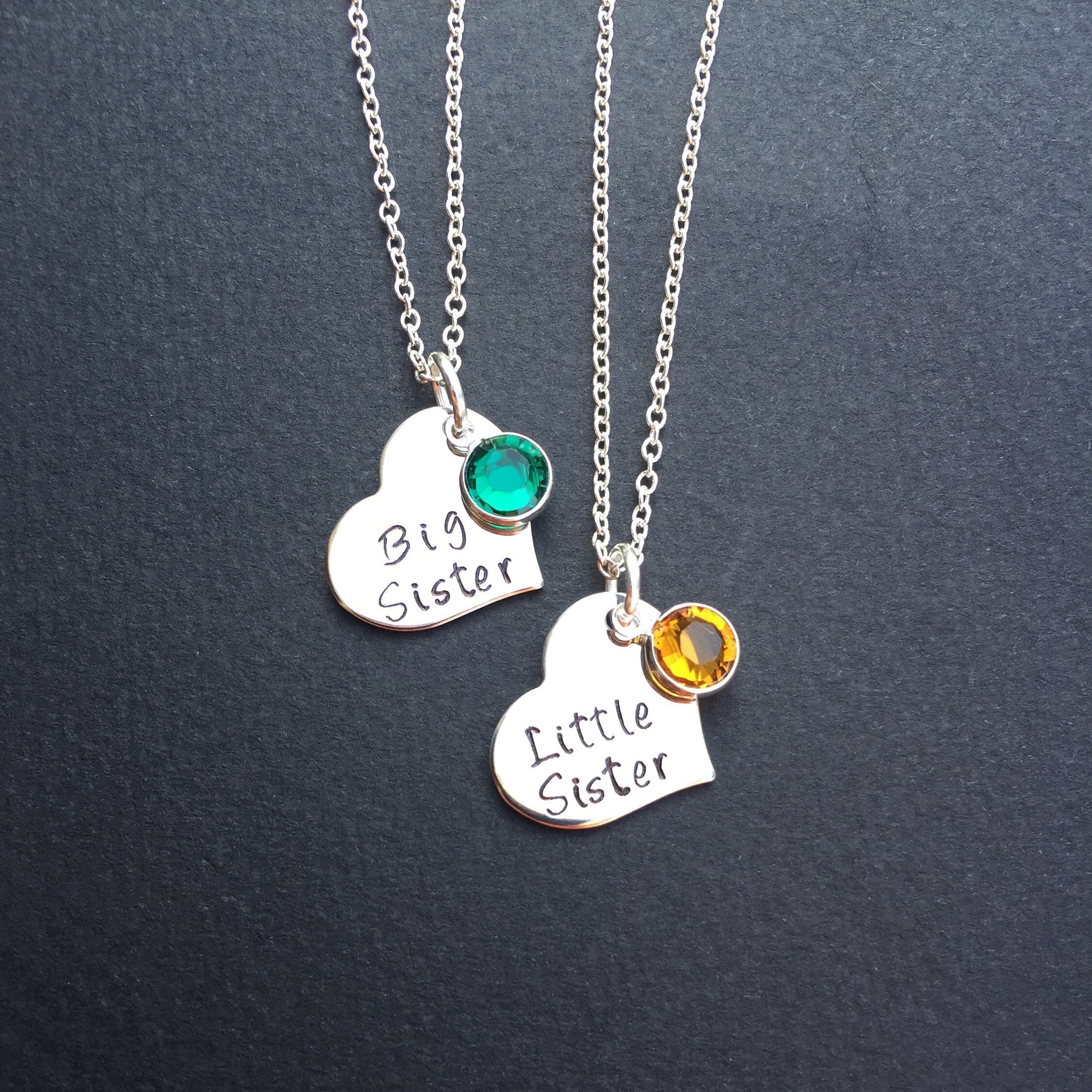 2 Sisters Necklace - Set of 2 Necklaces With Birthstone - Heart ...
