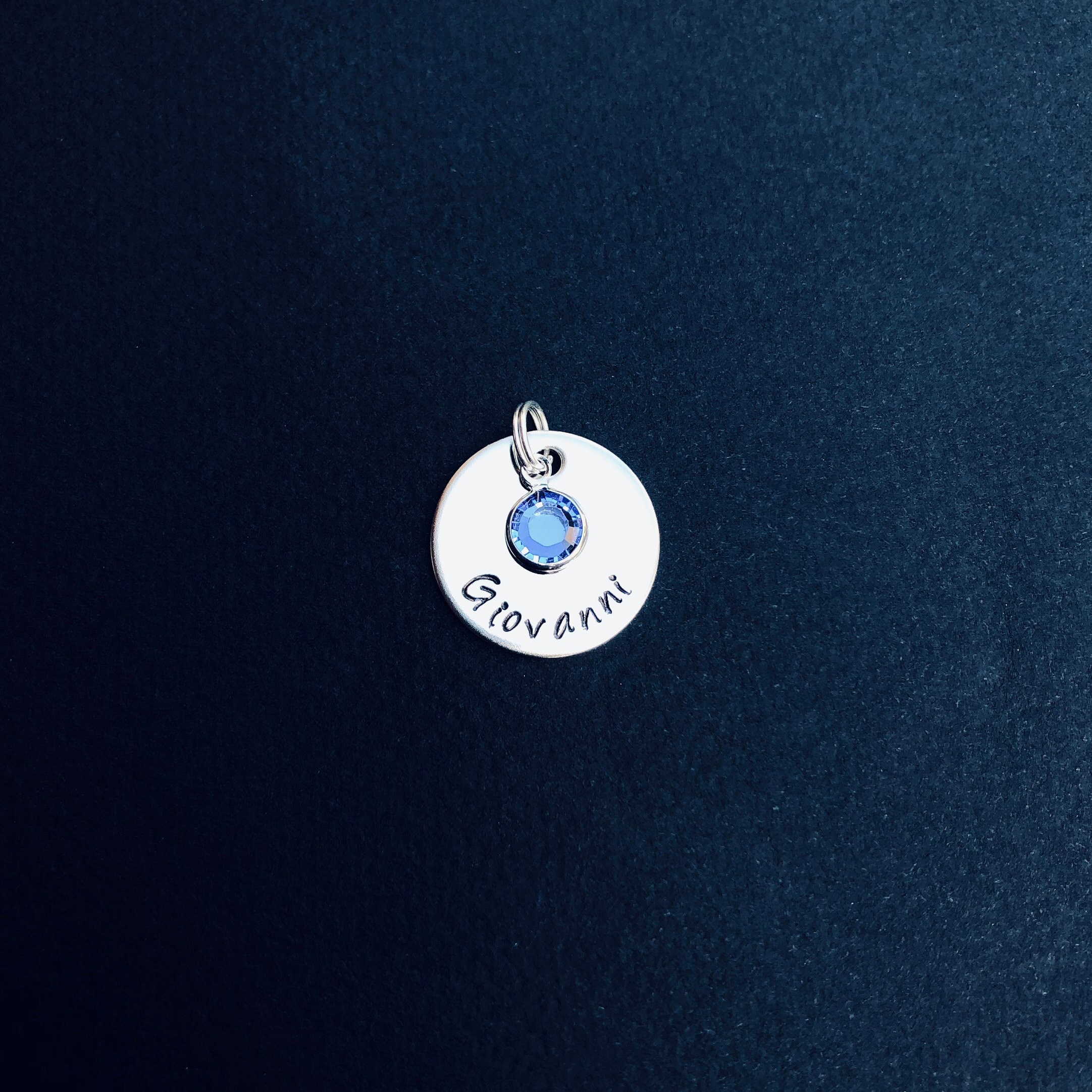 Add on Name Charm Add on 3/4 Inch Disc With Birthstone - Etsy