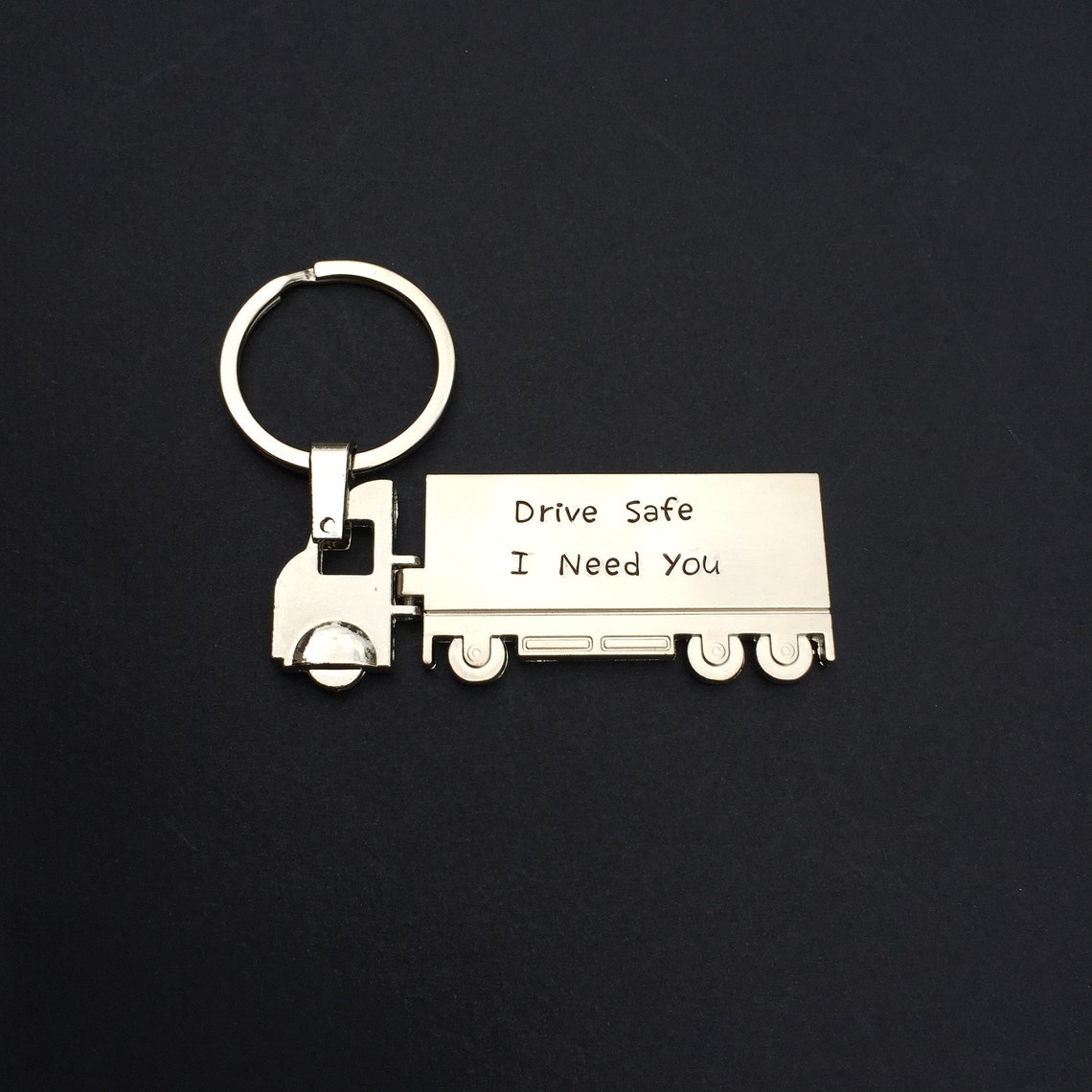 Drive Safe Keychain - Custom Stainless Steel Keychain - Truck Charm ...