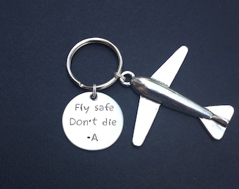 Fly Safe Keychain Pilot Gift Airplane Keychain Airplane | Etsy