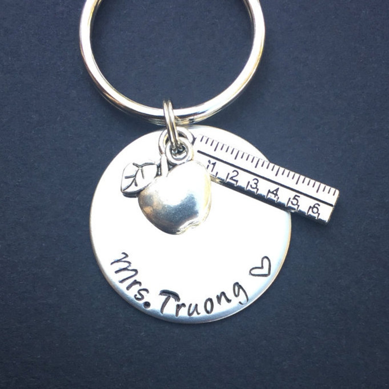Hand Stamped Teacher Keychain Teacher Gift School Ruler - Etsy