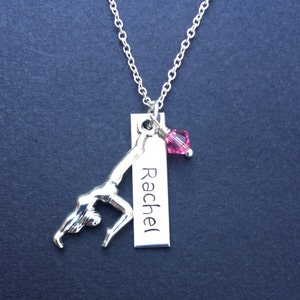 Personalized Hand Stamped Gymnast Necklace - Gymnast Birthday Gift ...
