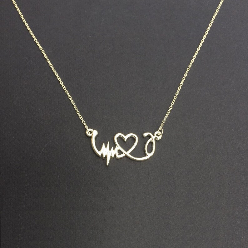 Tibetan Silver Heart, Heart Rate, Stethoscope Necklace - Heartbeat Life ...