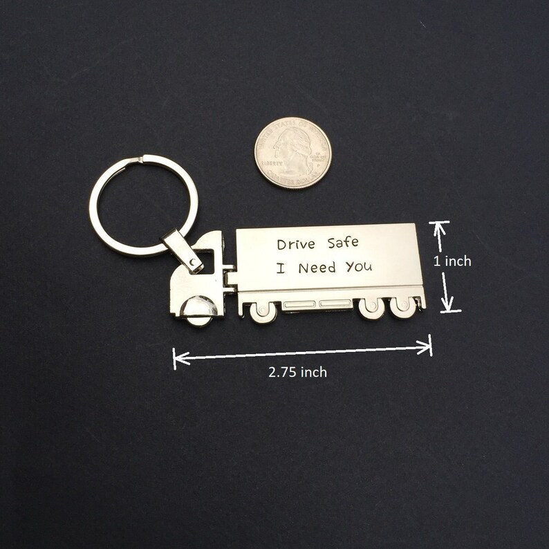 Drive Safe Keychain - Custom Stainless Steel Keychain - Truck Charm ...
