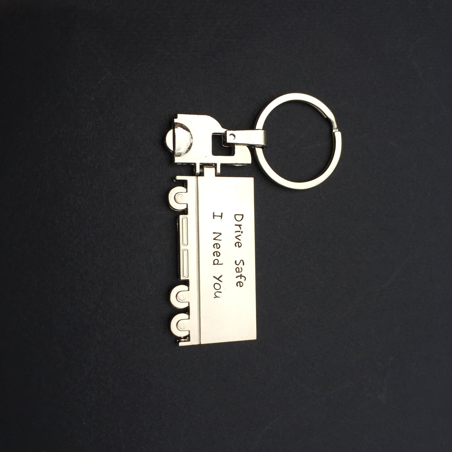 Drive Safe Keychain - Custom Stainless Steel Keychain - Truck Charm ...