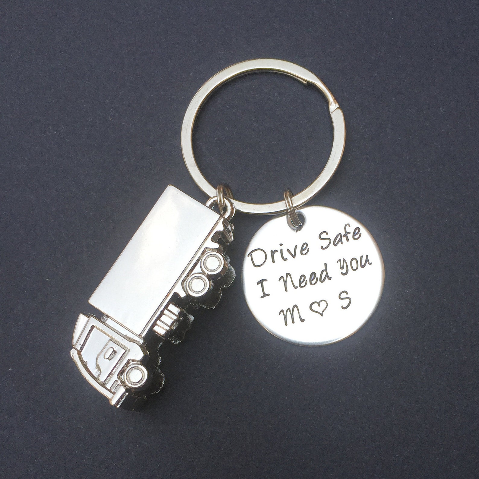 Drive Safe Keychain Custom Stainless Steel Keychain Truck - Etsy