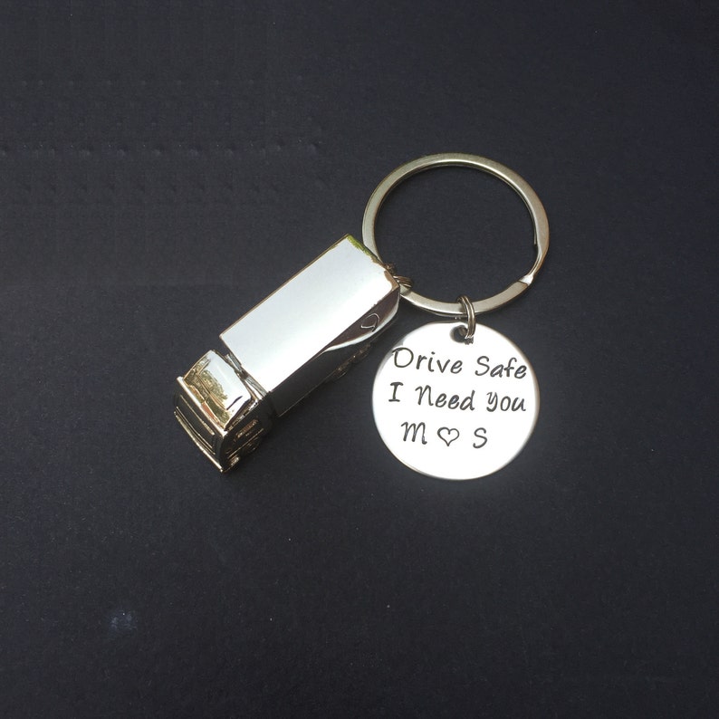 Drive Safe Keychain Custom Stainless steel Keychain Truck | Etsy