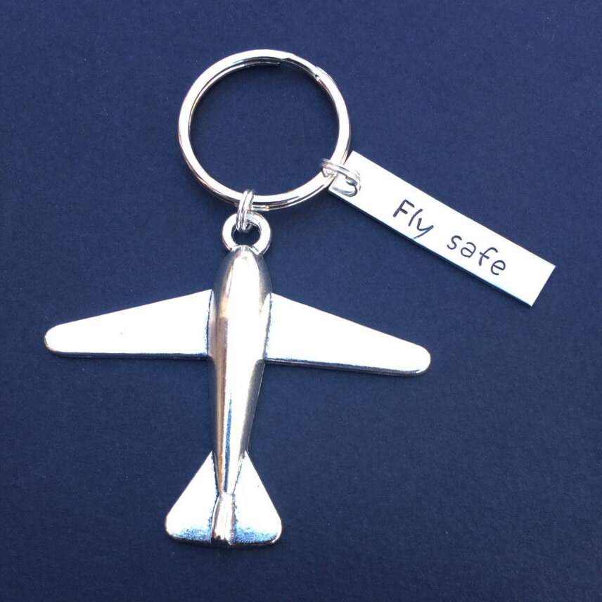 Fly Safe Keychain Pilot Gift Airplane Keychain Airplane - Etsy