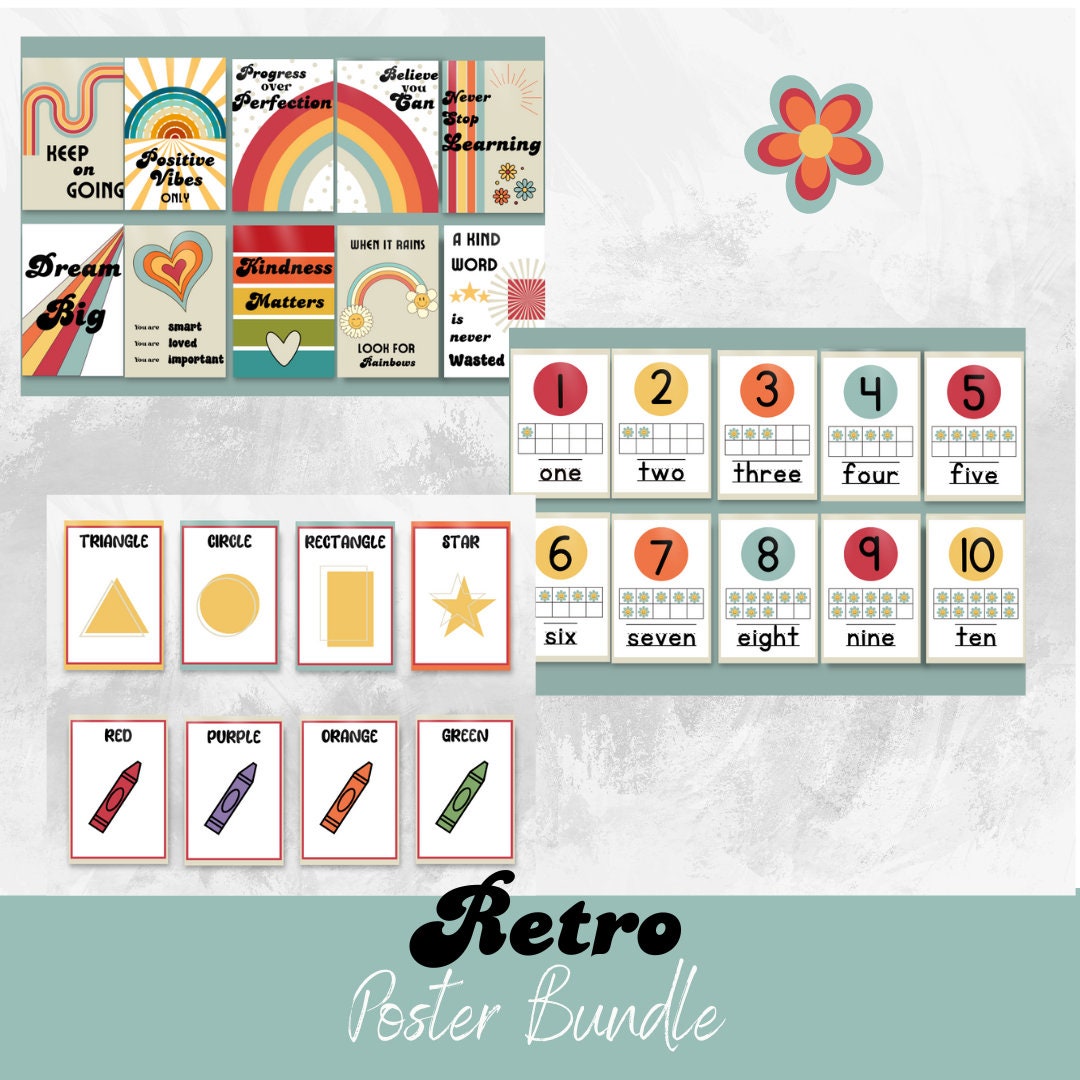 Retro Poster Binder, Growth Mindset Posters, Colors and Shapes, Ten ...