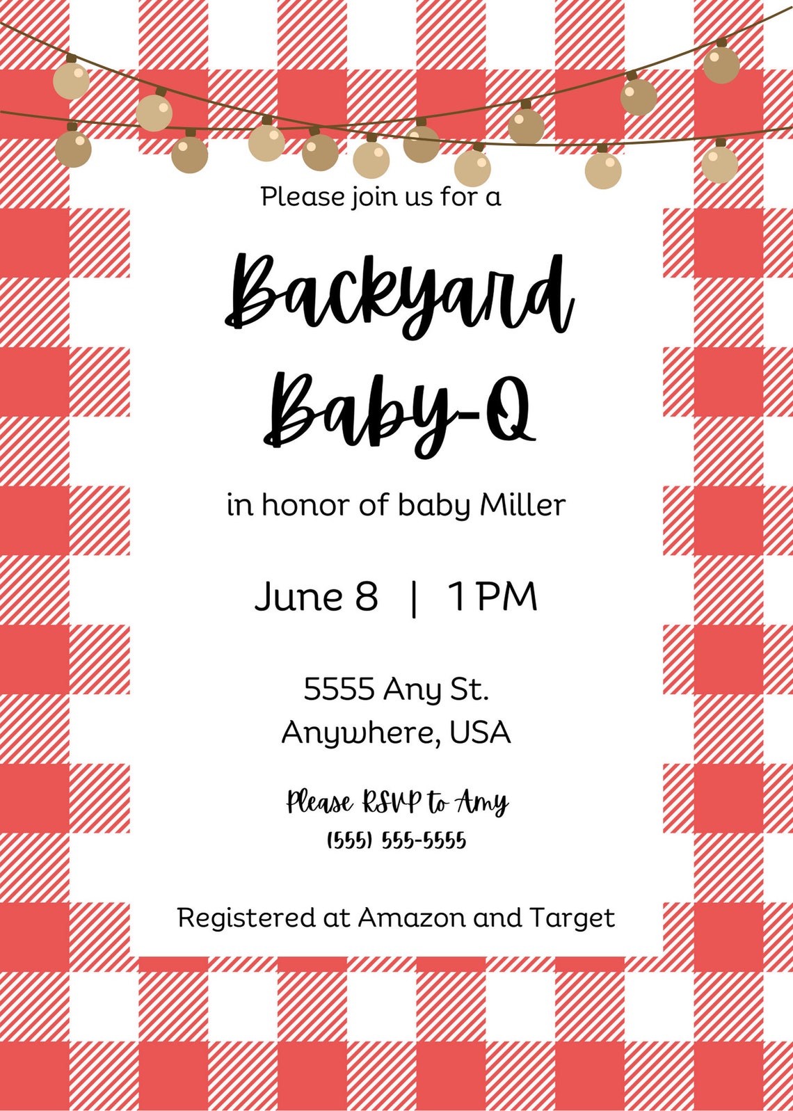 Backyard Baby-q Baby Shower Invitation, Editable Template, Babyq ...