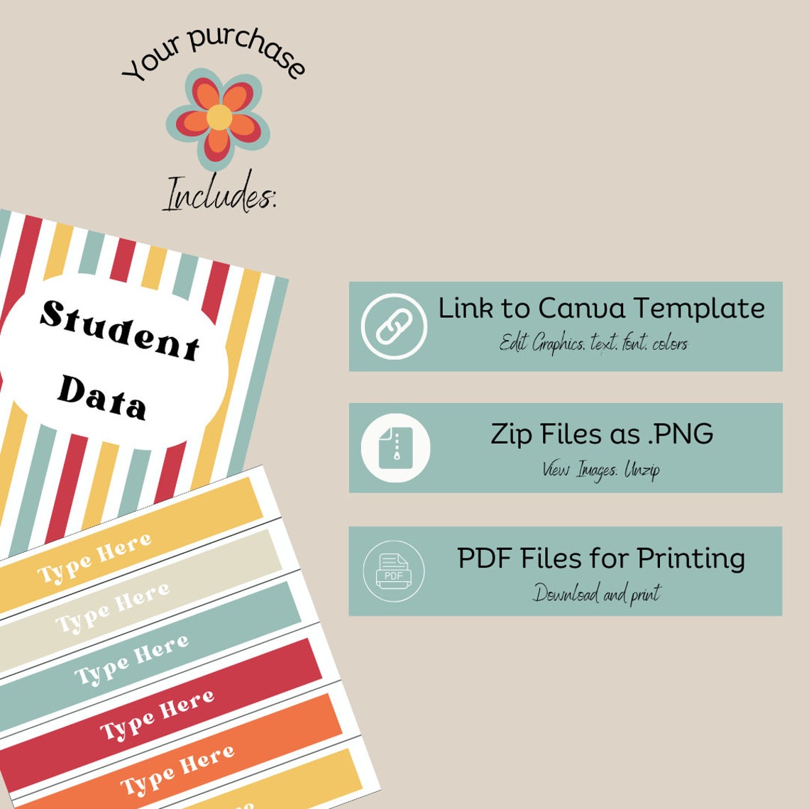 Retro Binder Covers and Spines, Editable Teacher Printables, Retro ...