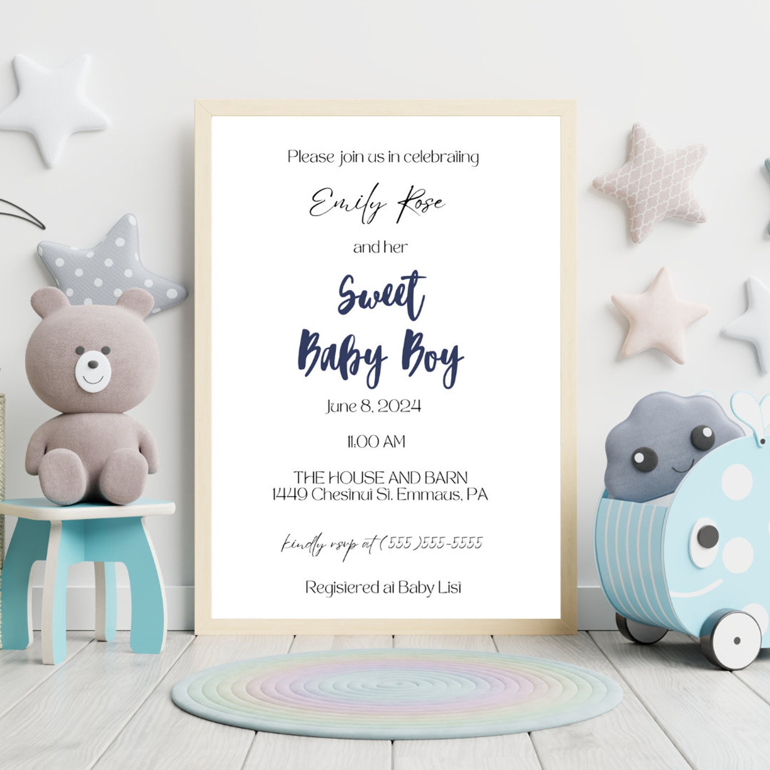 Sweet Baby Boy, Editable Template, Instant Download, Baby Boy, Baby ...