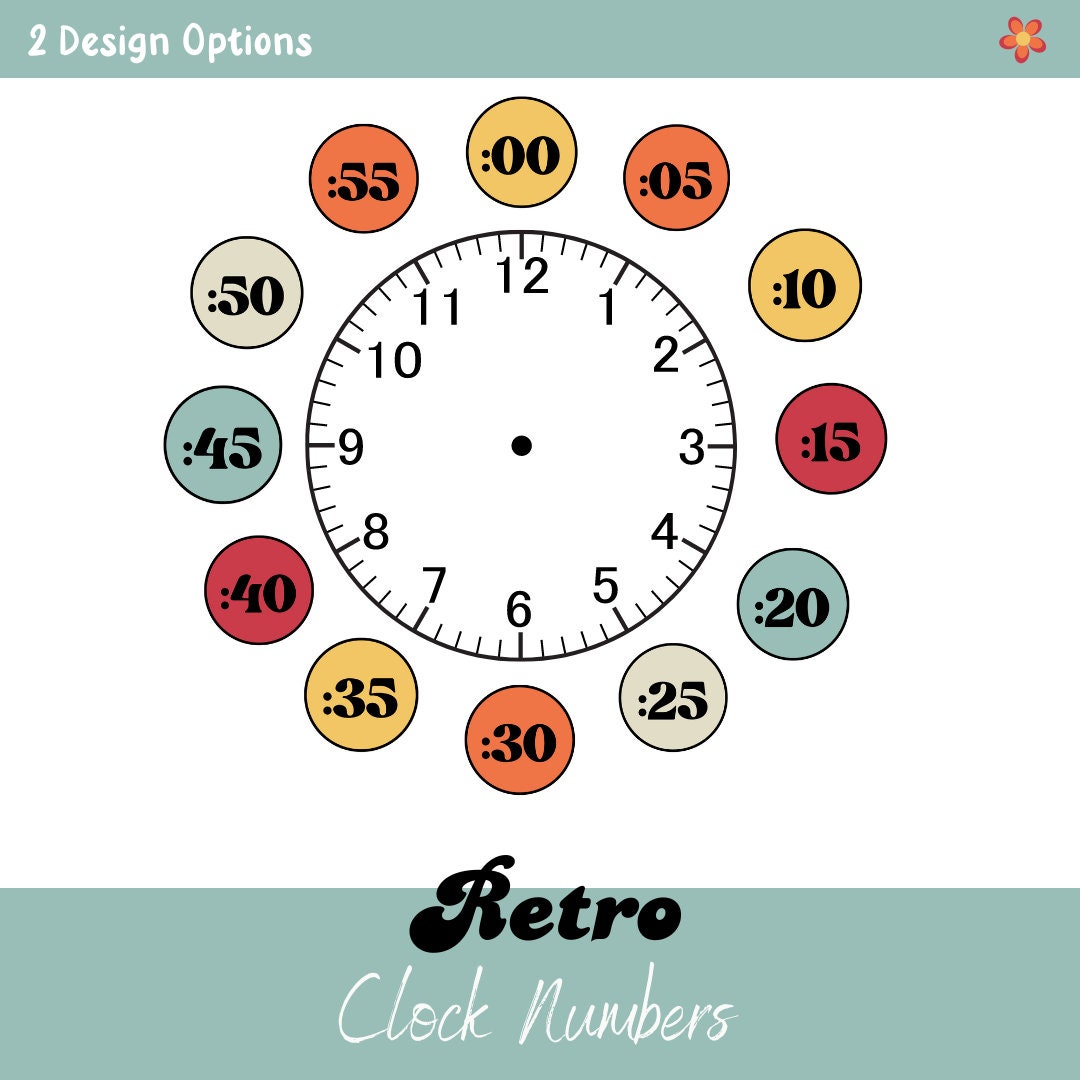 Clock Numbers, Retro Clock Number, Clock Display, Instant Download - Etsy