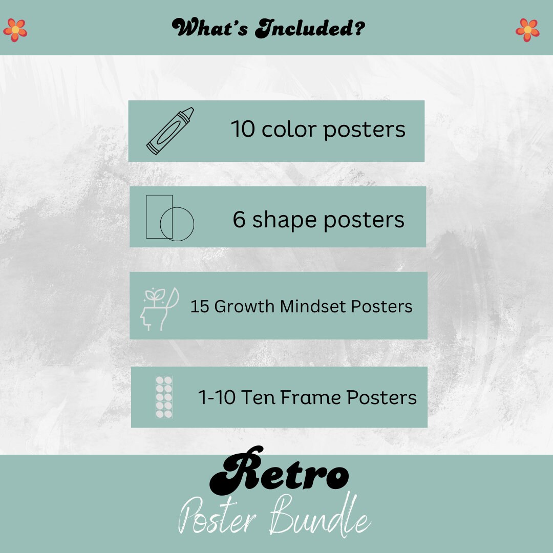Retro Poster Binder, Growth Mindset Posters, Colors and Shapes, Ten ...