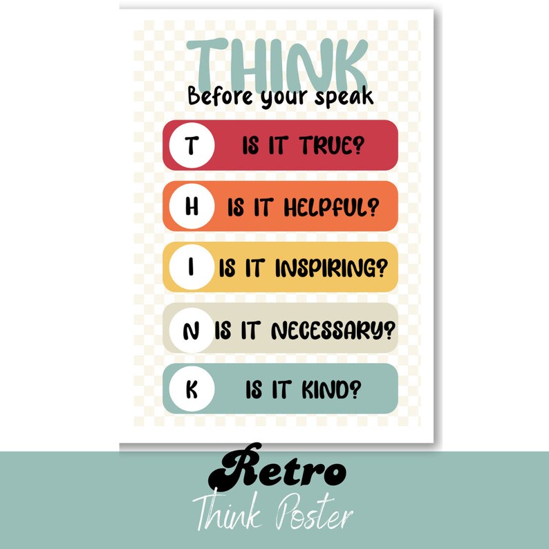 Retro Think Posters, Classroom Management Display, Editable Template ...