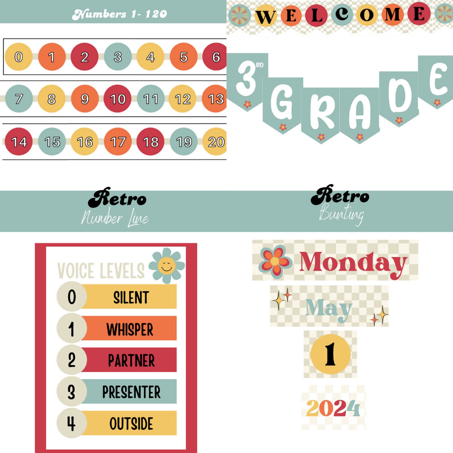 Retro Classroom Decor Bundle, Classroom Management Bundle, Instant ...