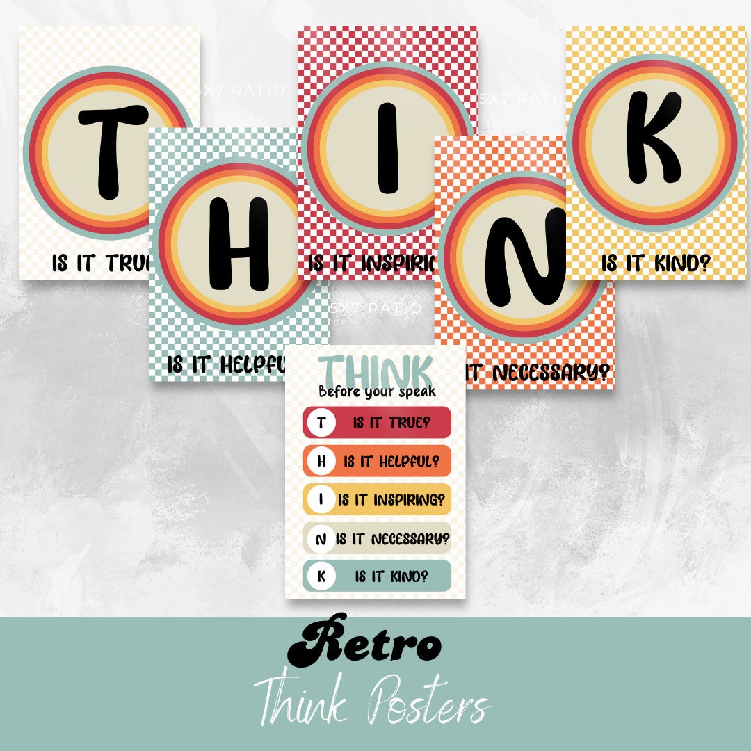 Retro Think Posters, Classroom Management Display, Editable Template ...