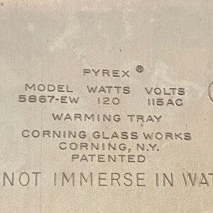 Vintage Pyrex Electric Warming Tray/hot Plate / Model 5867-EW - Etsy