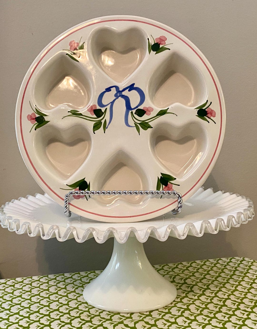 Vintage 1990 Clay Design Round Pottery Muffin Pan Heart Shaped Muffins ...