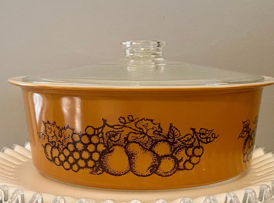 Vintage Pyrex Old Orchard Big Bertha With Lid 664 / 4 Quart - Etsy