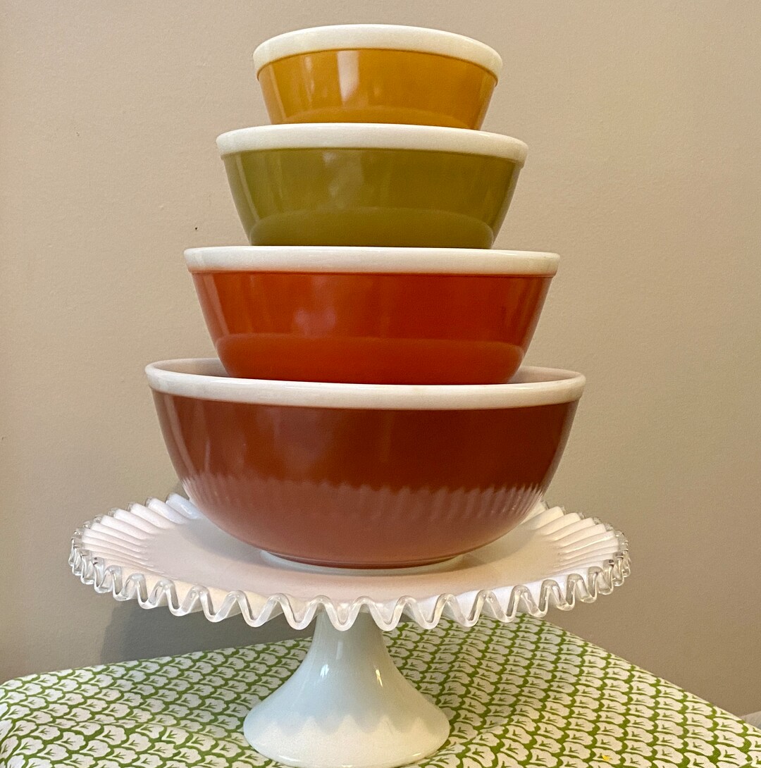 Pyrex Americana Fall Colors Mixing Bowls Set of Four - 401, 402, 403 ...