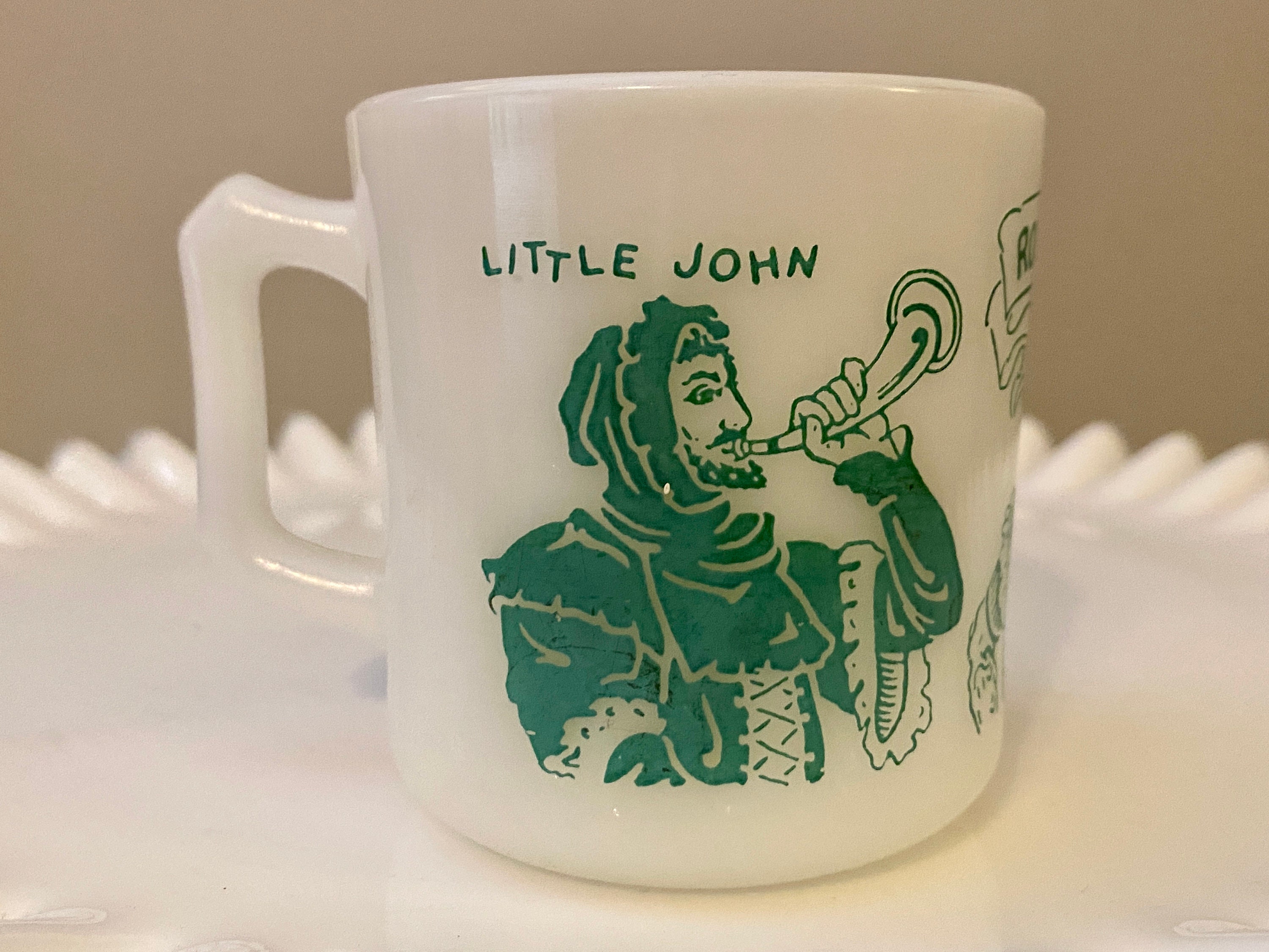 Vintage Hazel Atlas Green Robin Hood Milk Glass Child's - Etsy