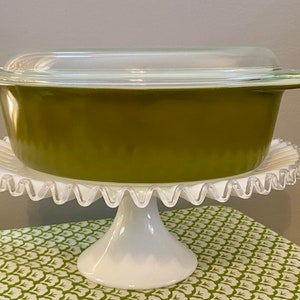 Vintage Pyrex Dark Green Verde Large Oval Casserole With Clear Lid 1.5 ...