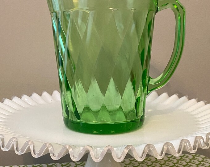 Vintage Hazel-atlas Glass Pitcher Harlequin Diamond Green Uranium ...