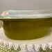 Vintage Pyrex Dark Green Verde Large Oval Casserole With Clear Lid 1.5 ...