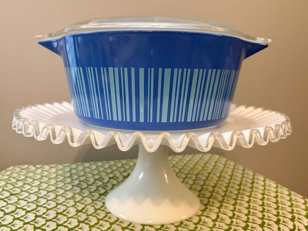 Vintage Pyrex Barcode Casserole Dish 475 Pyrex Blue Stripe Casserole ...