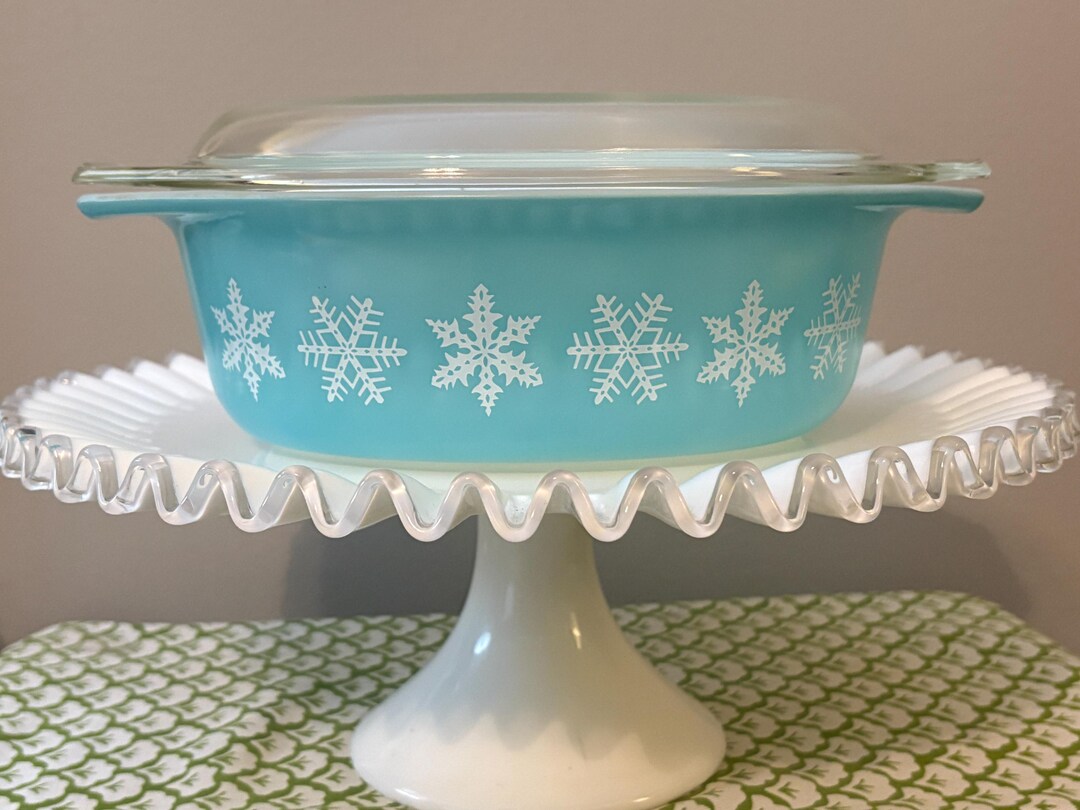 Pyrex Turquoise Oval Casserole With Turquoise Snowflakes 043 With Lid 1 1/2 Quart - Etsy