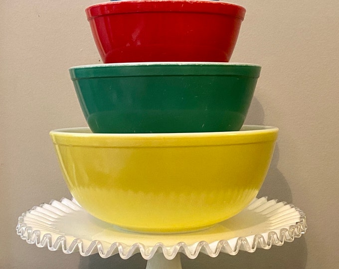 Complete Vintage Pyrex Primary Mixing Bowl Set 400 Series - Etsy